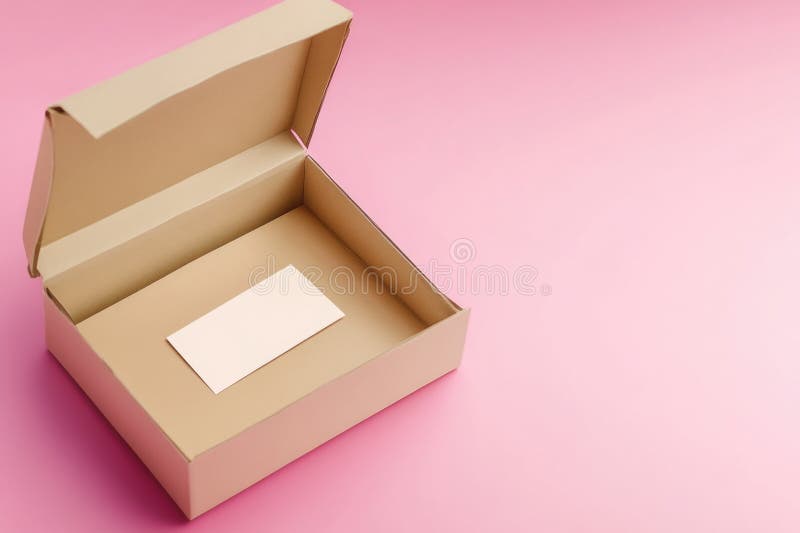 A Box Containing a Piece of Paper on a Pink Surface Stock Photo - Image ...
