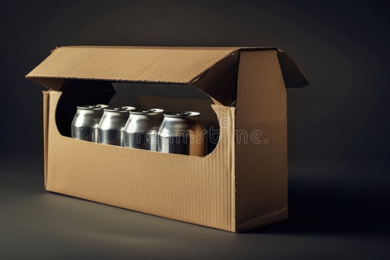 A Box Containing Six Cans of Beer Stock Photo - Image of packaging ...