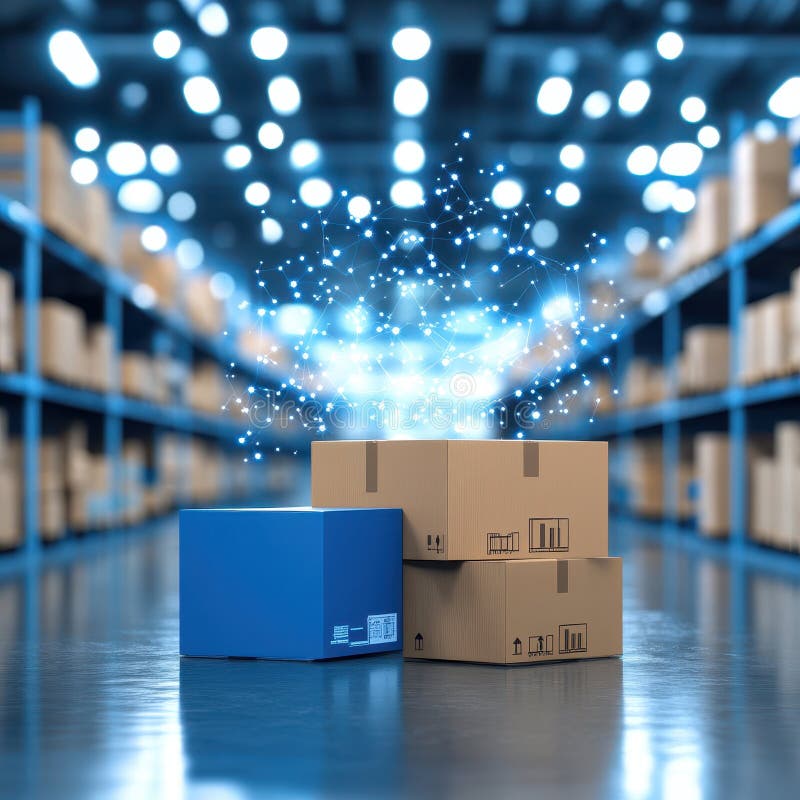 A Box Containing a String of Lights Highlighting Supply Chain Logistics ...