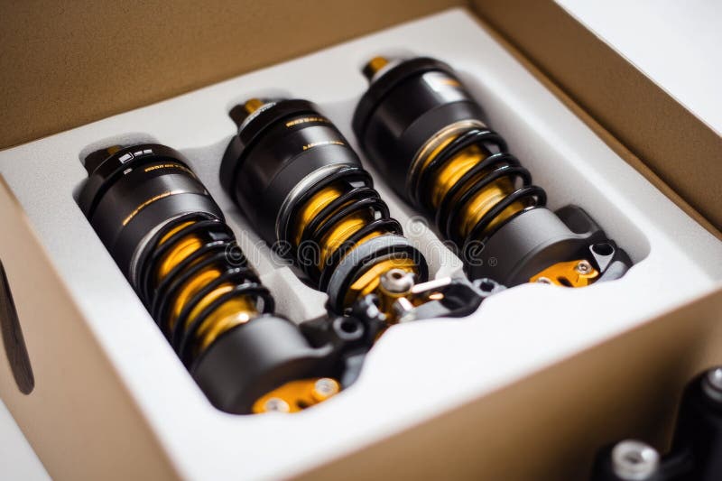 Box Containing Various Types of Shock Absorbers Stock Image - Image of ...