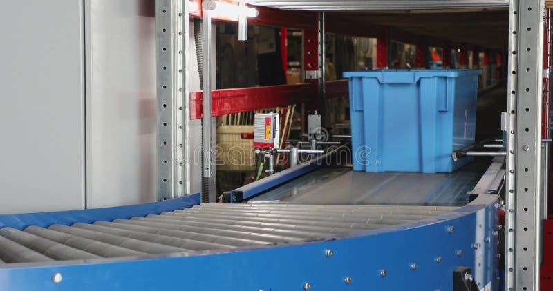 Conveyor Rollers Boxes stock footage. Video of belt - 178471156