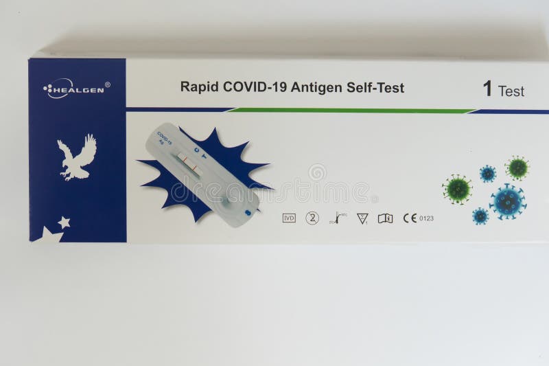 Box with corona self-test editorial image. Image of detection - 246748450