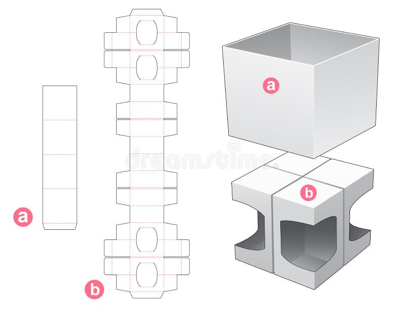 4 Box with Cover Die Cut Template Stock Vector - Illustration of ...