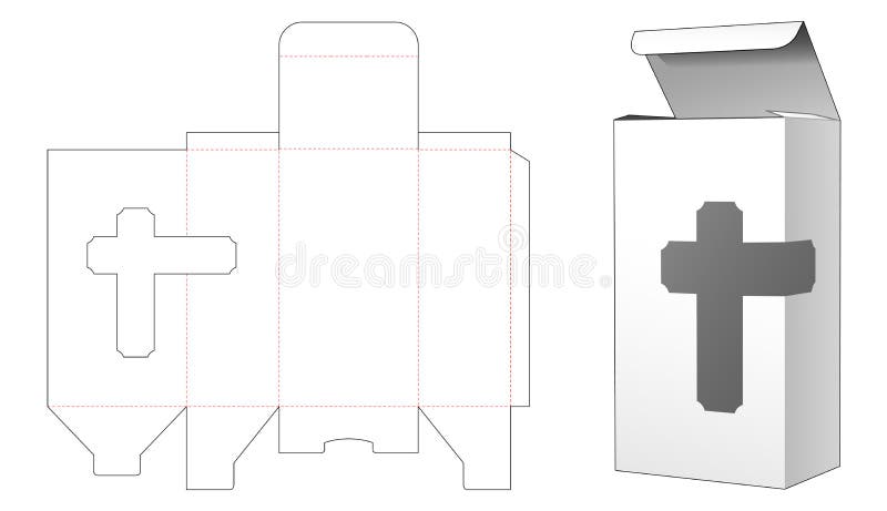 Box with Cross Window Die Cut Template Stock Vector - Illustration of ...