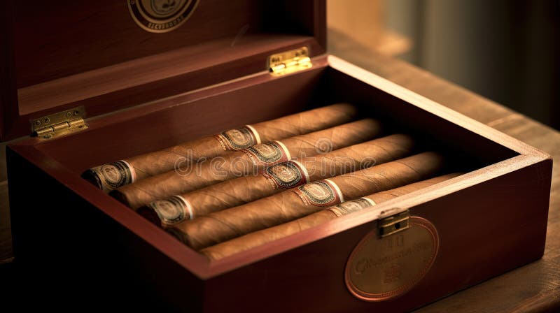 Box of Cuban Cigars. Generative AI Stock Illustration - Illustration of ...