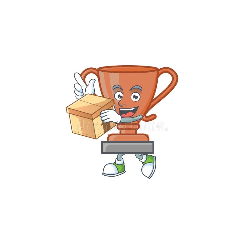 With Box Cup Bronze Trophy for Win Collection. Stock Vector ...