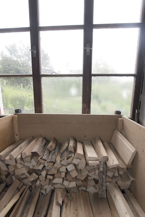 Box with Cut Wood Pieces in a Joinery or Carpentry Stock Image - Image ...