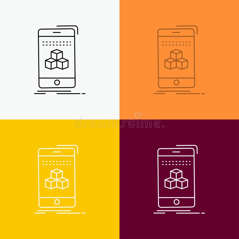 Box, 3d, Cube, Smartphone, Product Icon Over Various Background. Line ...