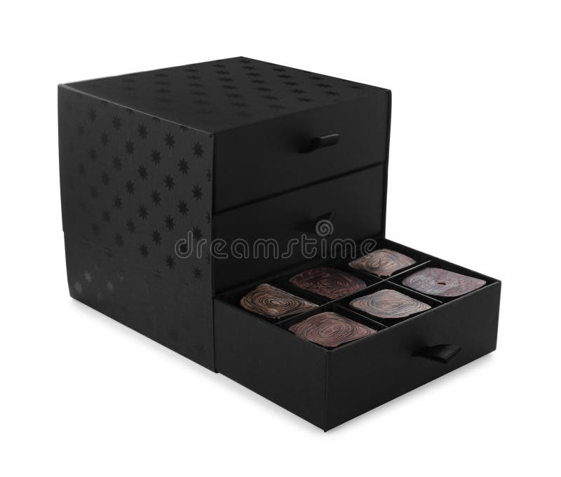 Box of Delicious Chocolate Candies Isolated on White Stock Image ...