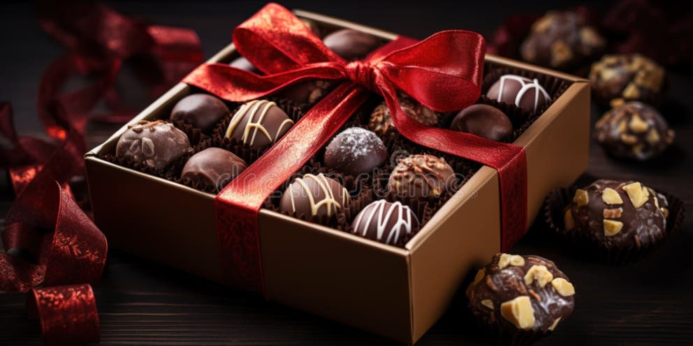 A Box of Delicious Chocolates, Close Up Stock Illustration ...
