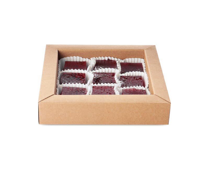 Box of Delicious Sweets Isolated on White Stock Photo - Image of ...