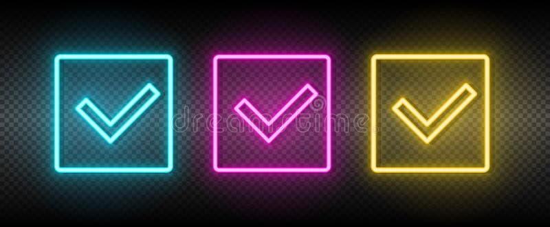 Box, Delivered Neon Vector Icon. Illustration Neon Blue, Yellow, Red ...