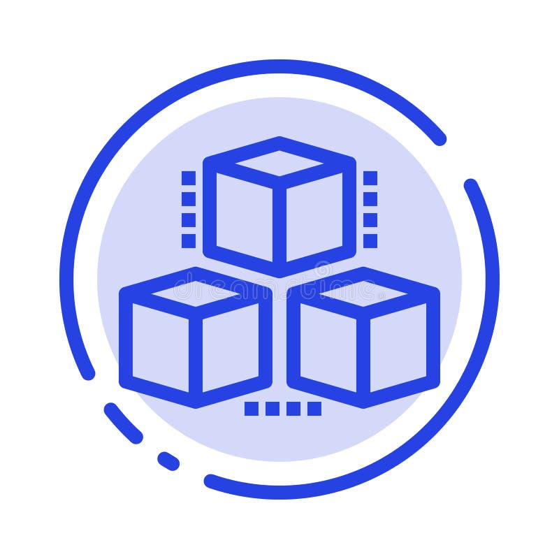 Box, Delivery, Computing, Shipping Blue Dotted Line Line Icon Stock ...