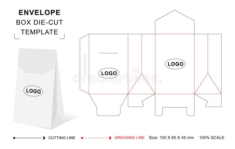 Envelope Box Die Cut Template, Packaging Die Cut Template, 3d Box ...