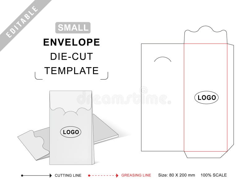 Envelope Die Cut Template, Curved Shape Envelope, 3d Box, Keyline Stock ...