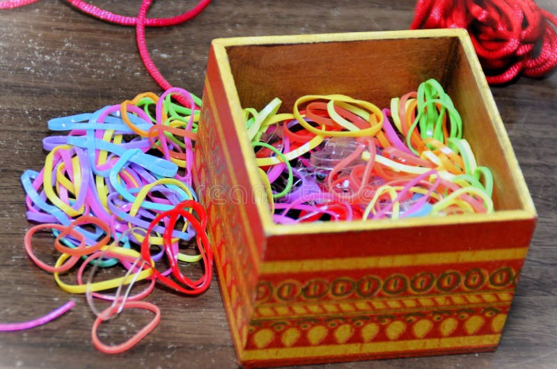 Box with Different Colored Silicone Rubber Bands Stock Image - Image of ...