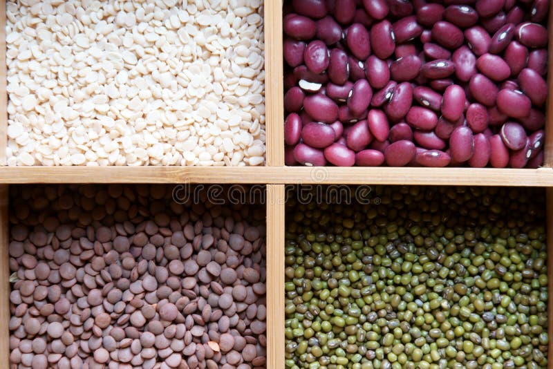 A Box of Different Kinds of Lentils Stock Image - Image of beans, black ...