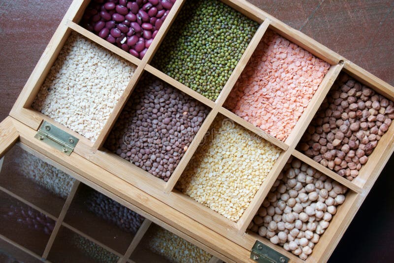 A Box of Different Kinds of Lentils Stock Photo - Image of protein ...