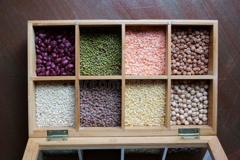 A Box of Different Kinds of Lentils Stock Image - Image of healthy ...
