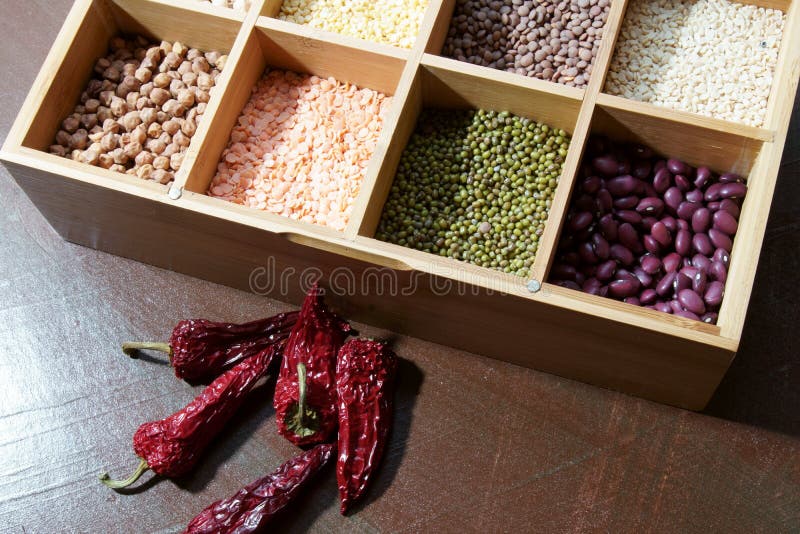 A Box of Different Kinds of Lentils Stock Photo - Image of vegetable ...