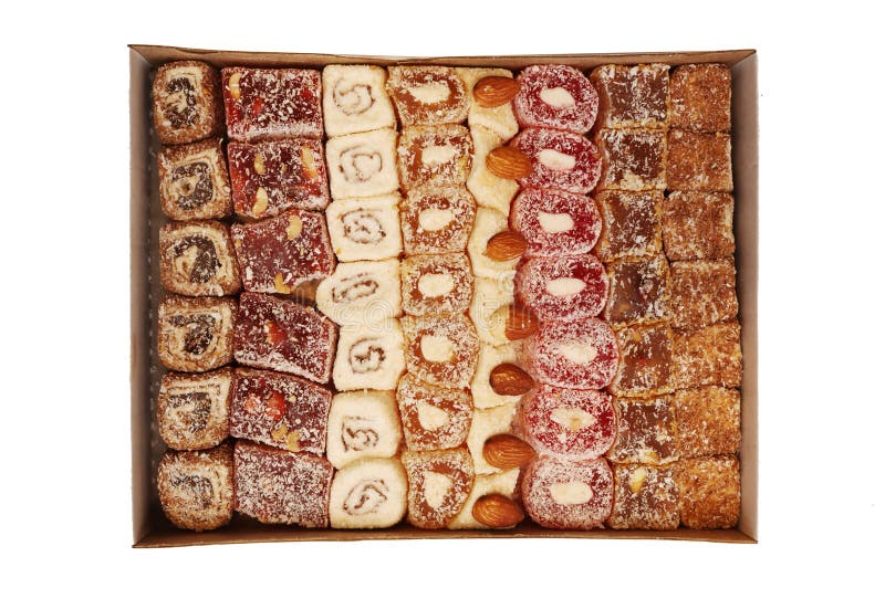 Box with Different Oriental Sweets Top View. Stock Image - Image of ...