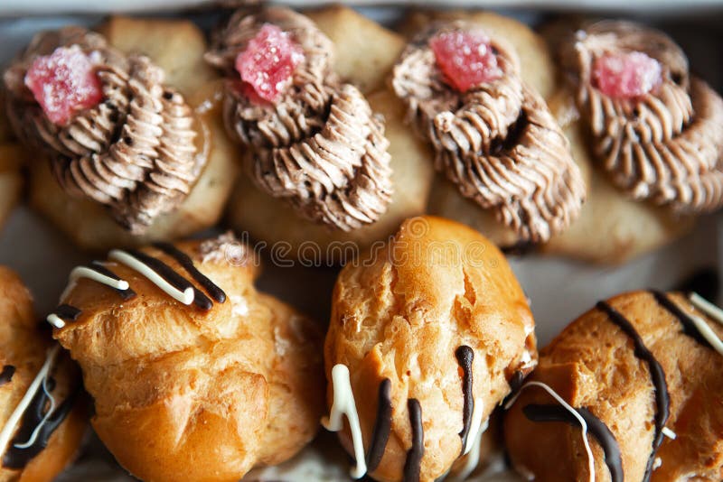 Box of Different Sweet Cakes Stock Image - Image of chocolate, icing ...