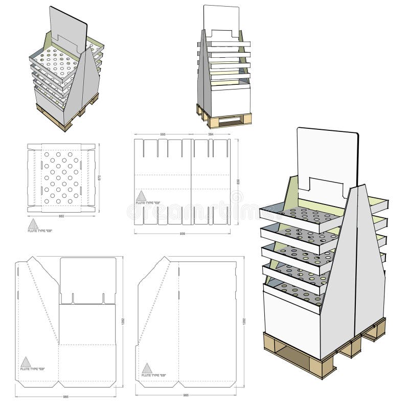 Box for Display Stand and Die-cut Pattern Stock Vector - Illustration ...