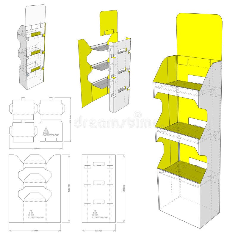 Box Display Stand Die Cut Pattern Stock Illustrations – 375 Box Display ...