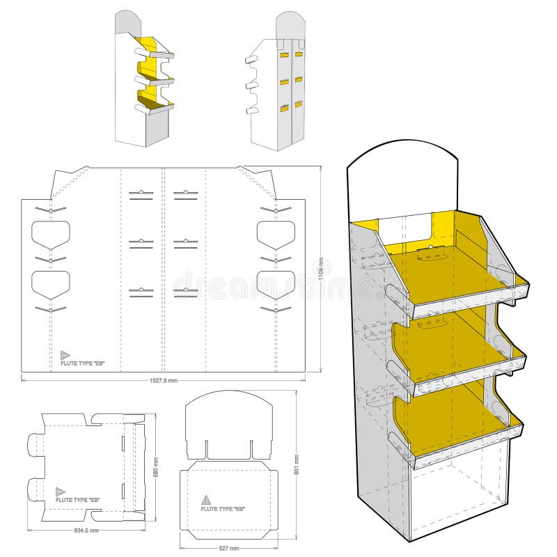 Counter Display Stand and Die-cut Pattern. Stock Vector - Illustration ...