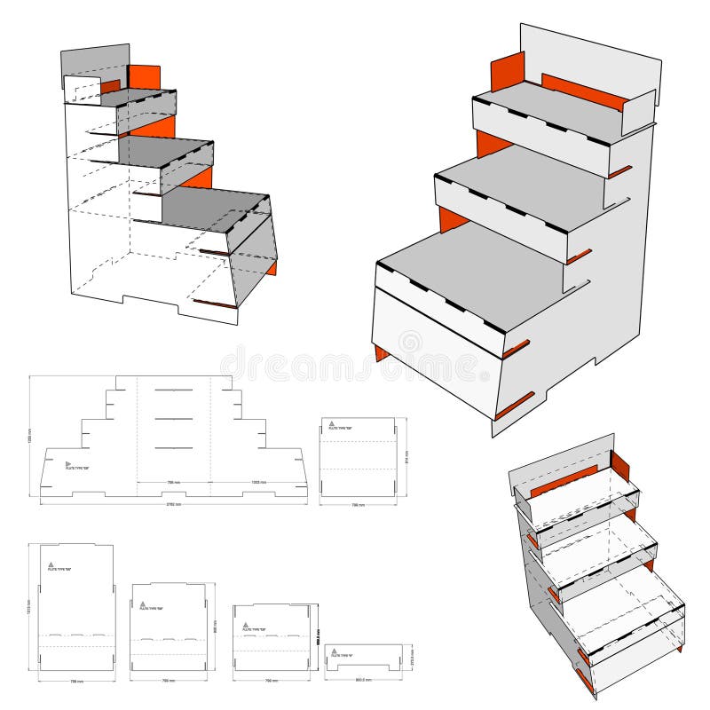 Counter Display Stand and Die-cut Pattern. Stock Vector - Illustration ...