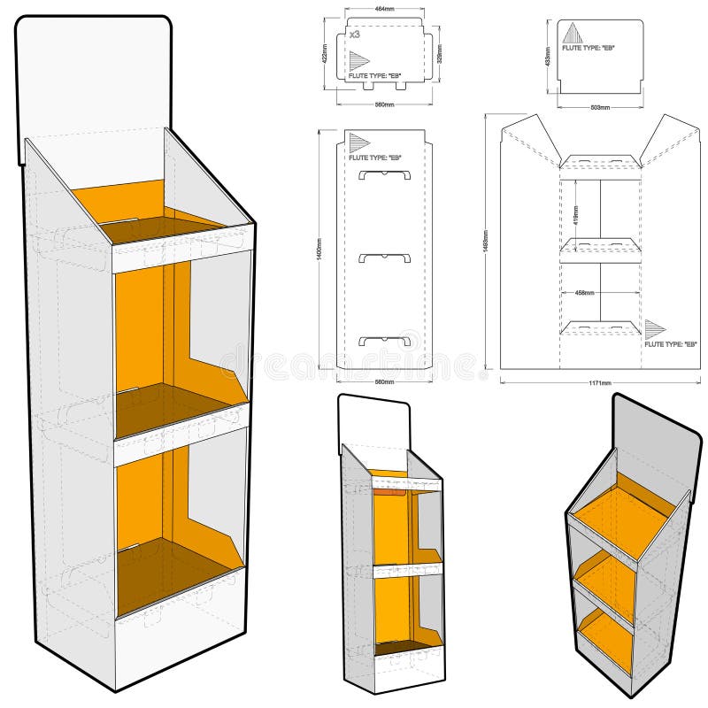 Counter Display Stand and Die-cut Pattern. Stock Vector - Illustration ...
