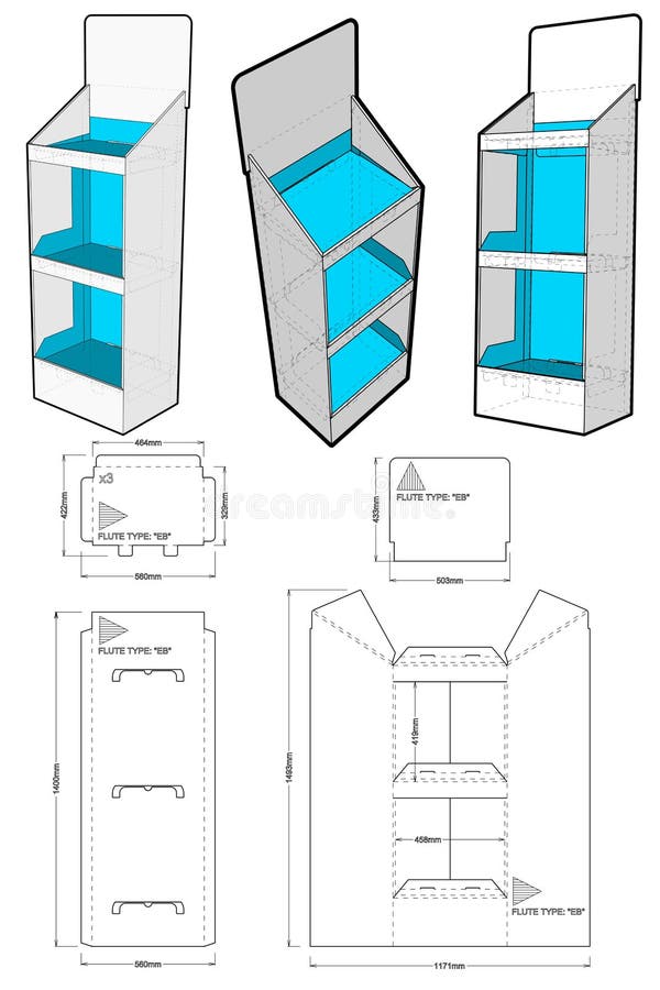 Box for Display Stand and Die-cut Pattern Stock Vector - Illustration ...