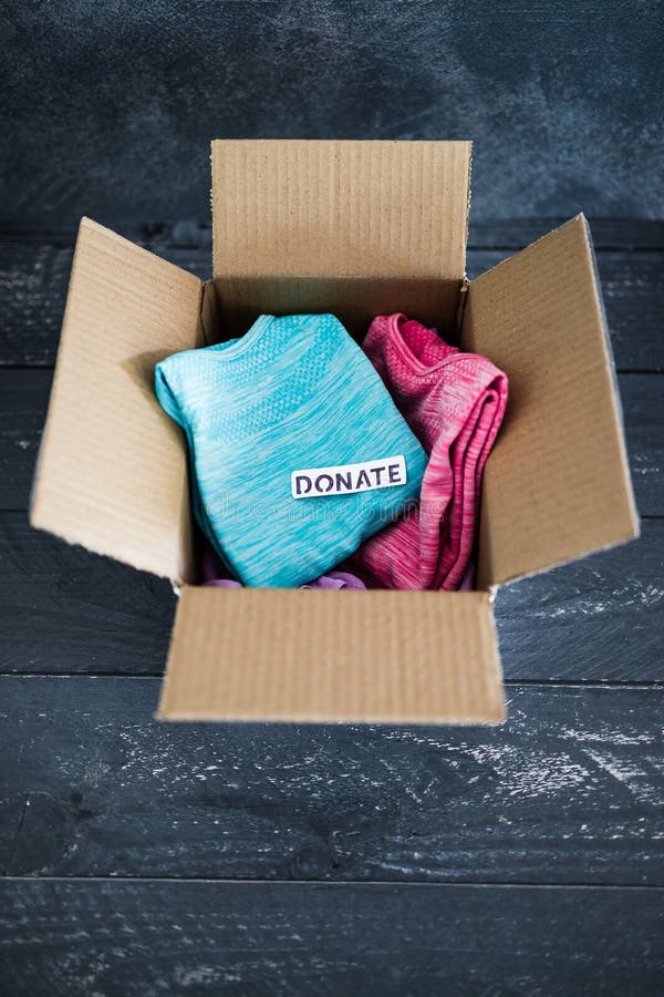 Box with Donate Label with Second-hand Items To Be Given Away Charity ...