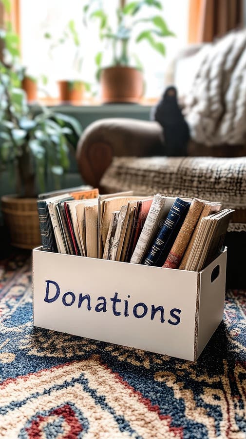 Box of Donations Ready for Charity, Secondhand Books Given in Donation ...
