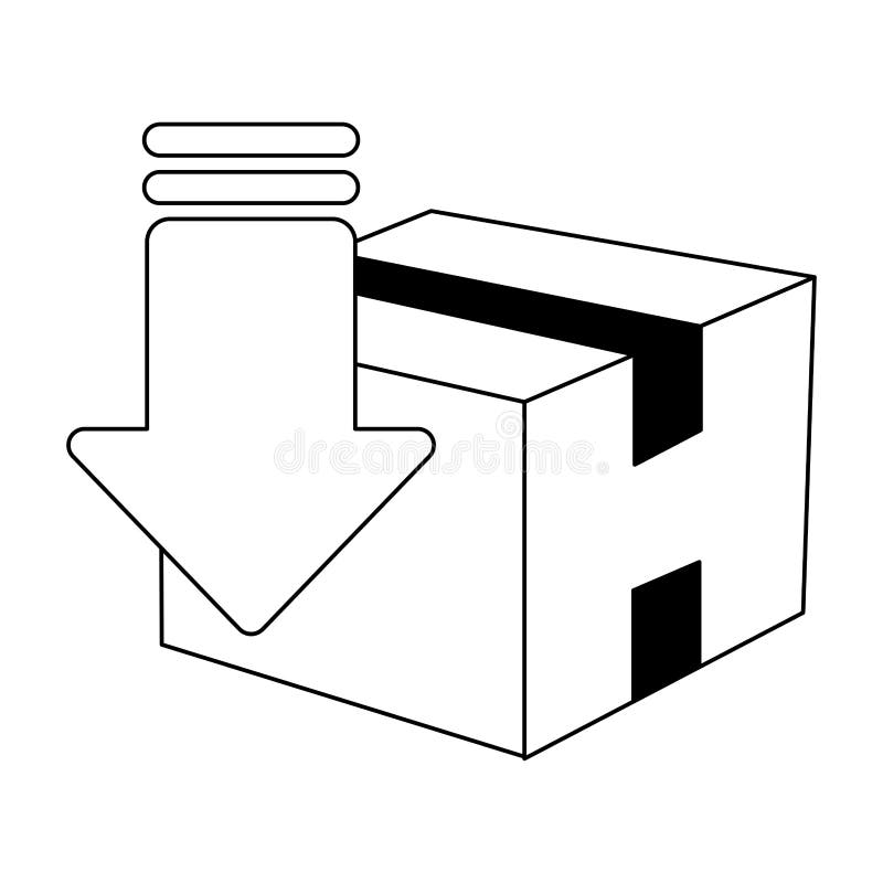 Box Downloading Files Black and White Stock Vector - Illustration of ...