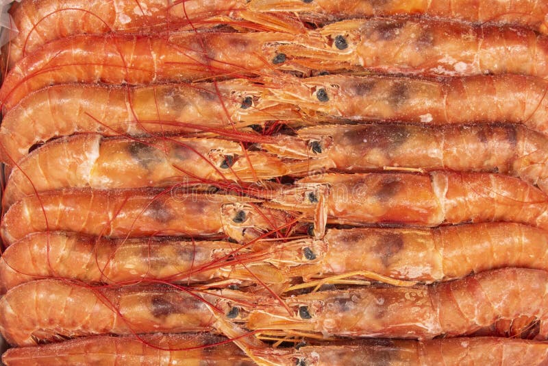 A Box of Eight Hundred Grams of Frozen Orange Prawns Stock Image ...