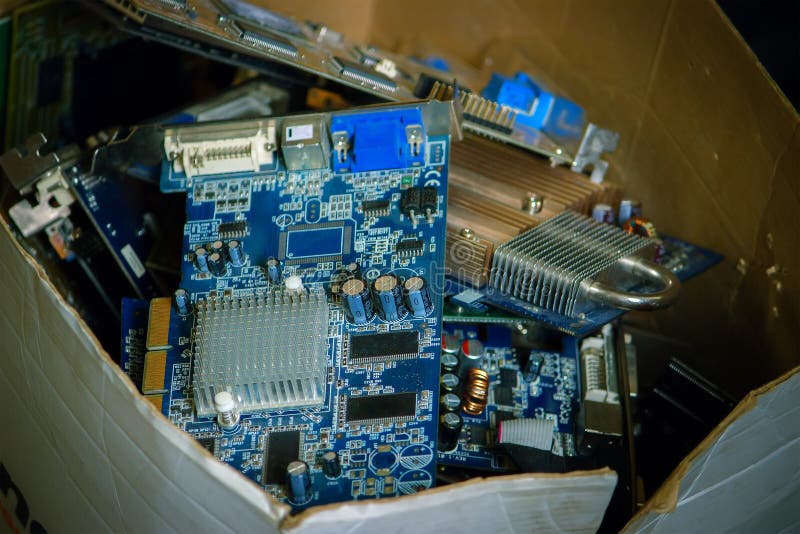 Box with Electronic Circuit Boards Stock Image - Image of ...