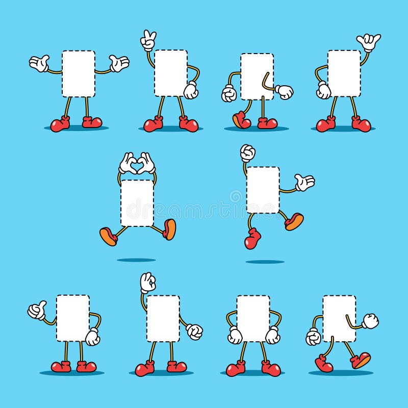 Box Empty Cartoon Character Set Stock Vector - Illustration of pose ...