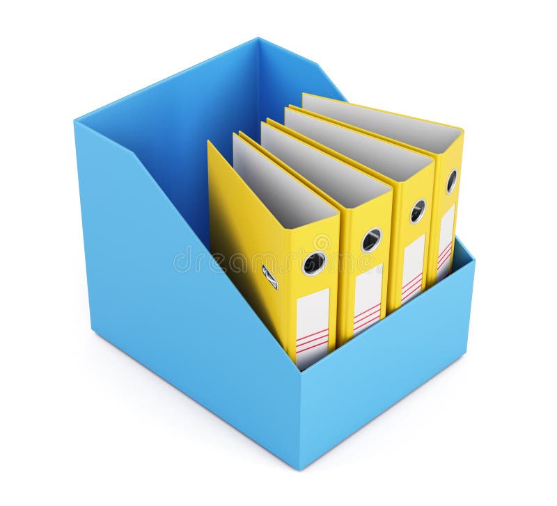 Box With Empty Folders Isolated On White Background. 3d Render I Stock ...