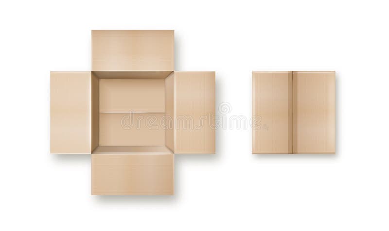 Box. Empty Open and Closed Cardboard Box Stock Vector - Illustration of ...