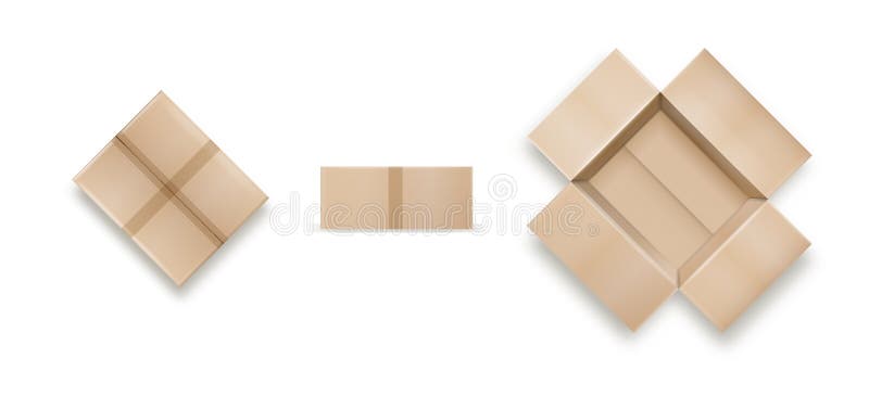 Box. Empty Open and Closed Cardboard Box Stock Illustration ...