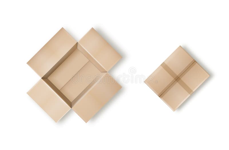 Box. Empty Open and Closed Cardboard Box Stock Illustration ...