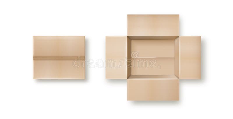 Box. Empty Open and Closed Cardboard Box Stock Vector - Illustration of ...