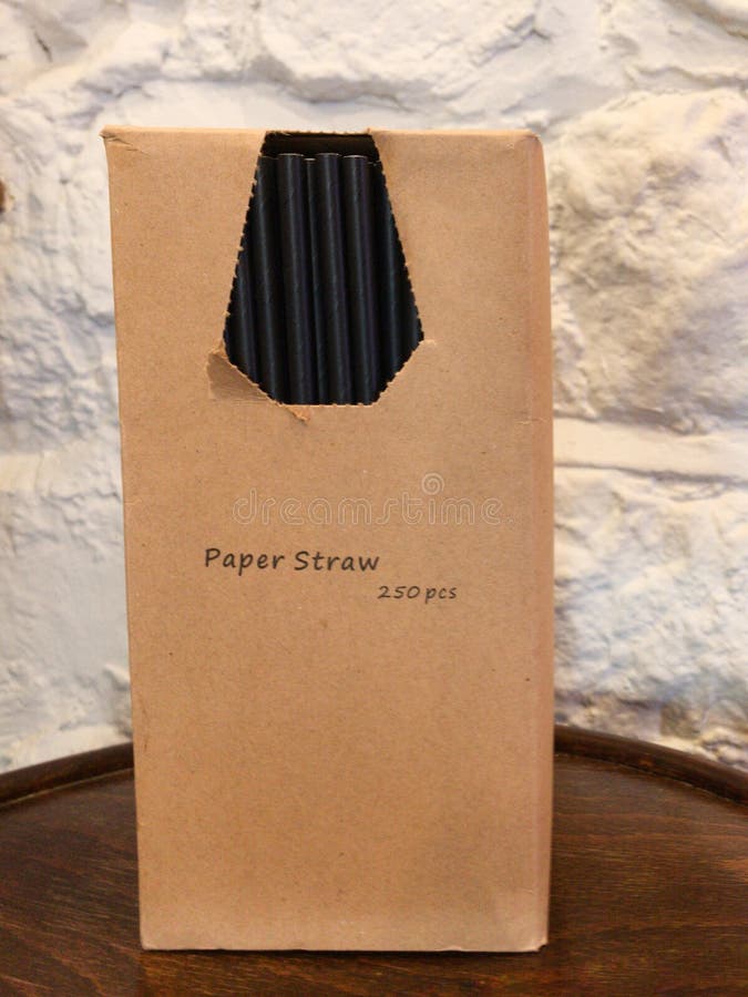 A Box of Environmental Friendly Paper Straws in a Plain No Branding Box ...