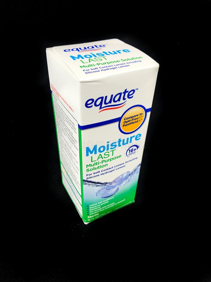 Box of Equate Contact Lens Solution on a Black Backdrop Editorial Photo ...