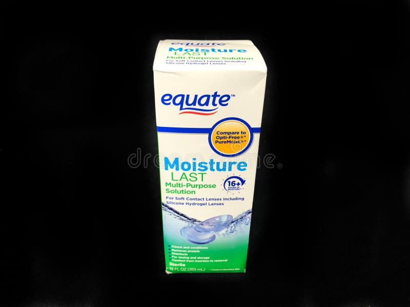 Box of Equate Contact Lens Solution on a Black Backdrop Editorial Image ...
