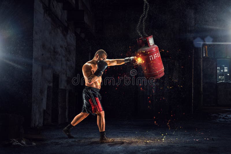 Box Fighter Training . Mixed Media Stock Image - Image of combat ...