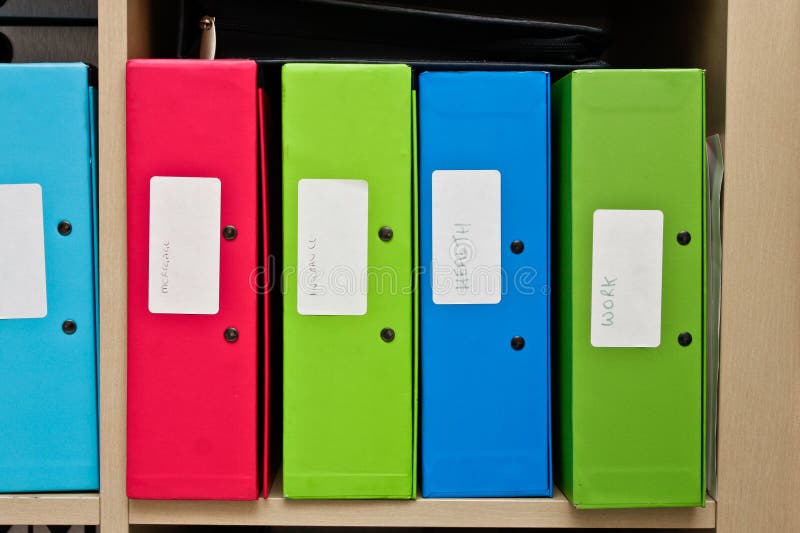 Colored Files with Space for Text. Stock Photo - Image of supplies ...