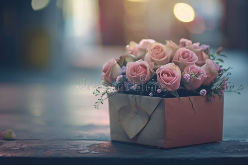 Box Filled Bunch Pink Roses Stock Photos - Free & Royalty-Free Stock ...