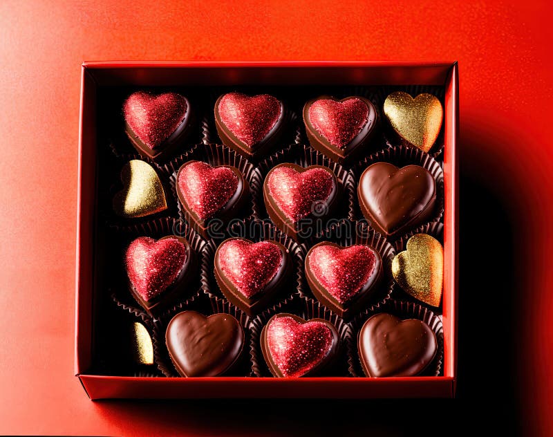 A Box Filled with Chocolates in the Shape of Hearts. Stock Image ...